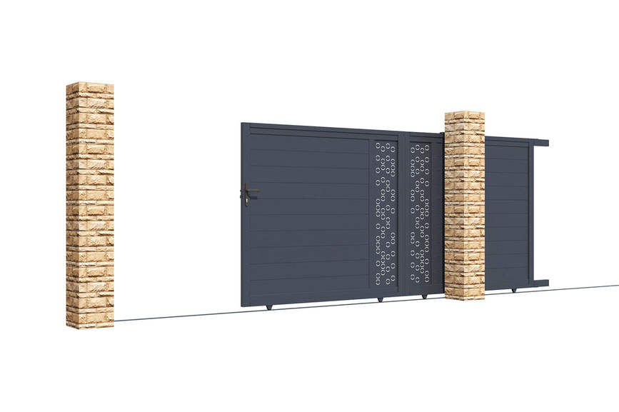 Portail coulissant avec 2 poteaux 4m ADULA 400C180 | Casanoov