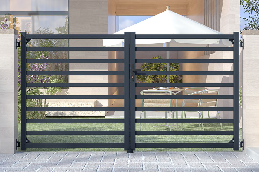 Aluminum swing gate 3m ANTELAO 300B160 gray | Casanoov