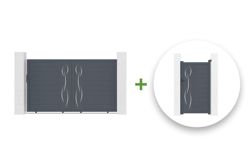 Pack sliding gate 3m gray LIFE H.180 + gate | Casanoov