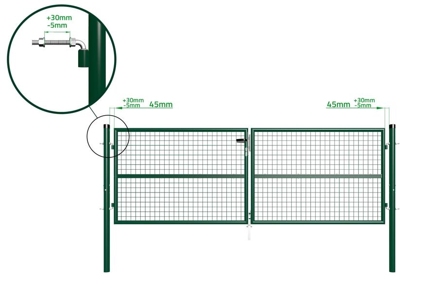 Wire Mesh Swing Gate 3m OLGA 300x100cm Green round frame & posts | Casanoov