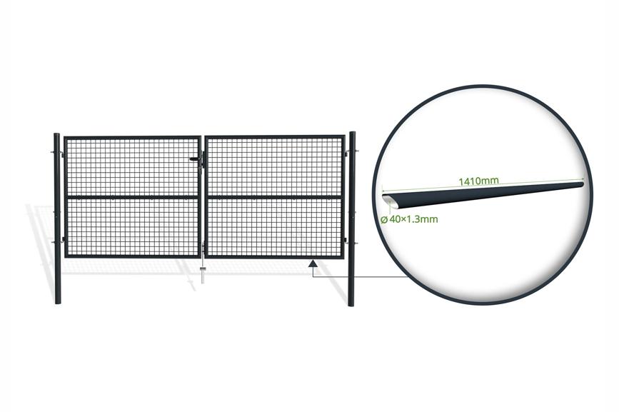 Wire Mesh Swing Gate 3m OLGA 300x130cm Grey round frame & posts | Casanoov