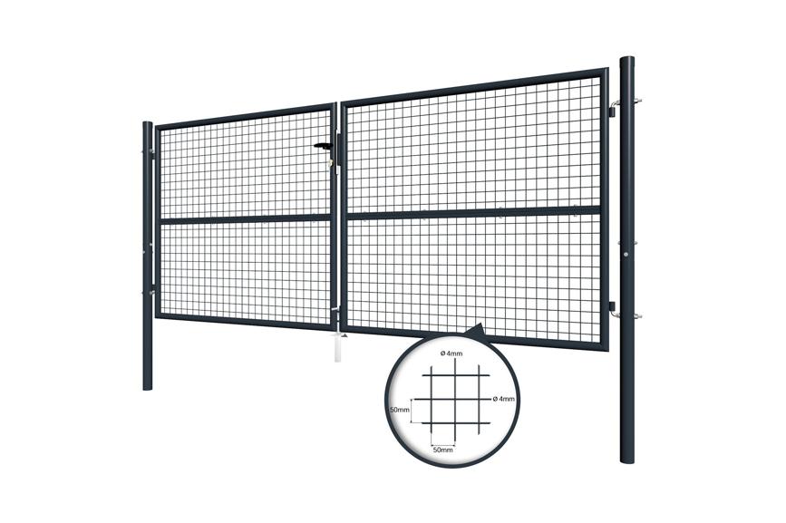 Wire Mesh Swing Gate 3m OLGA 300x130cm Grey round frame & posts | Casanoov