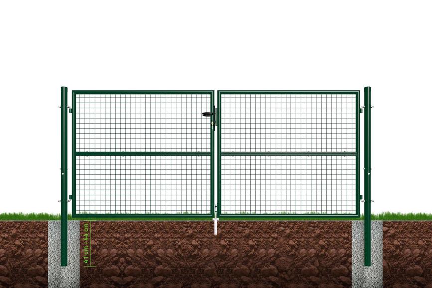 Wire Mesh Swing Gate 3m OLGA 300x130cm Green round frame & posts | Casanoov