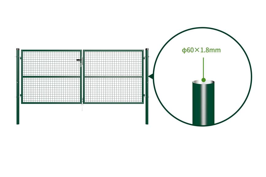 Wire Mesh Swing Gate 3m OLGA 300x130cm Green round frame & posts | Casanoov