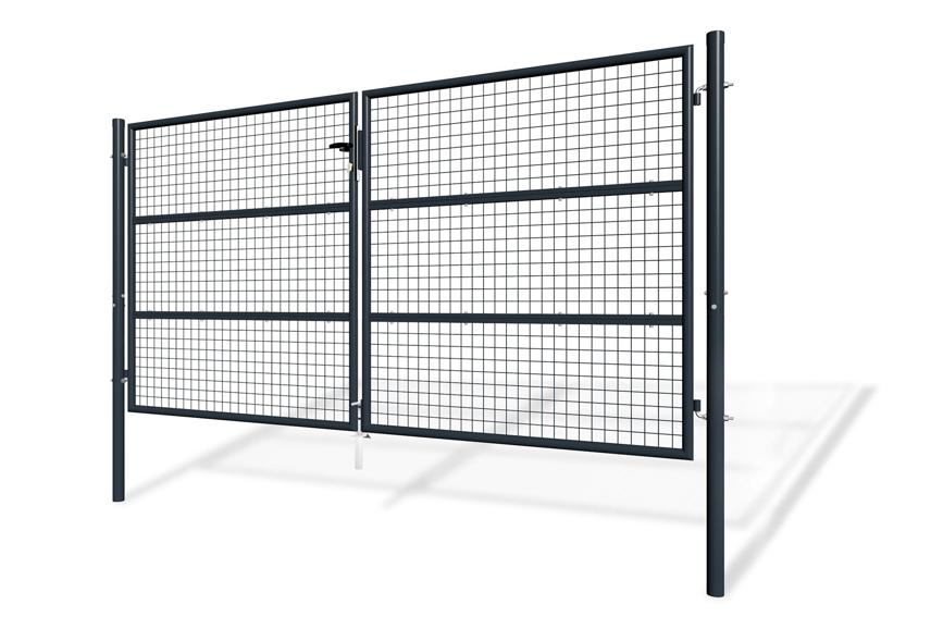 Wire Mesh Swing Gate 3m OLGA 300x150cm Grey round frame & posts | Casanoov