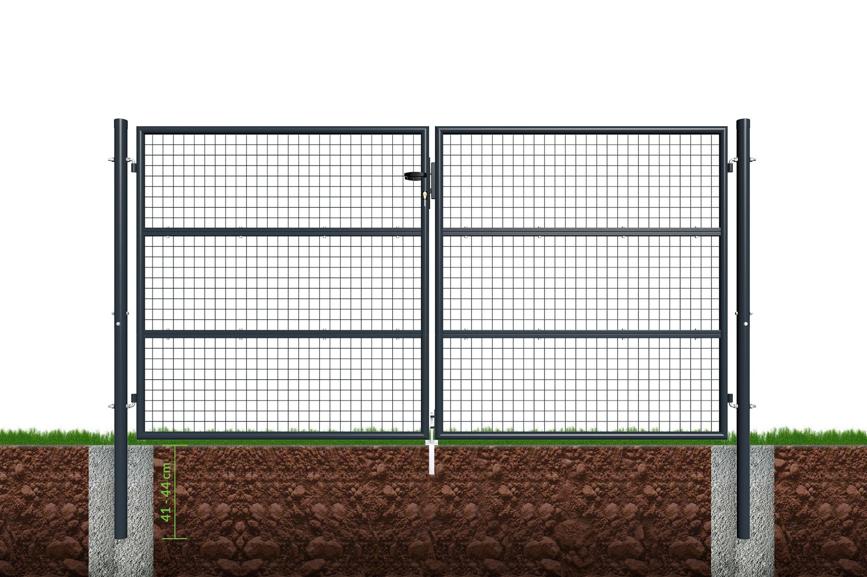 Wire Mesh Swing Gate 3m OLGA 300x150cm Grey round frame & posts | Casanoov