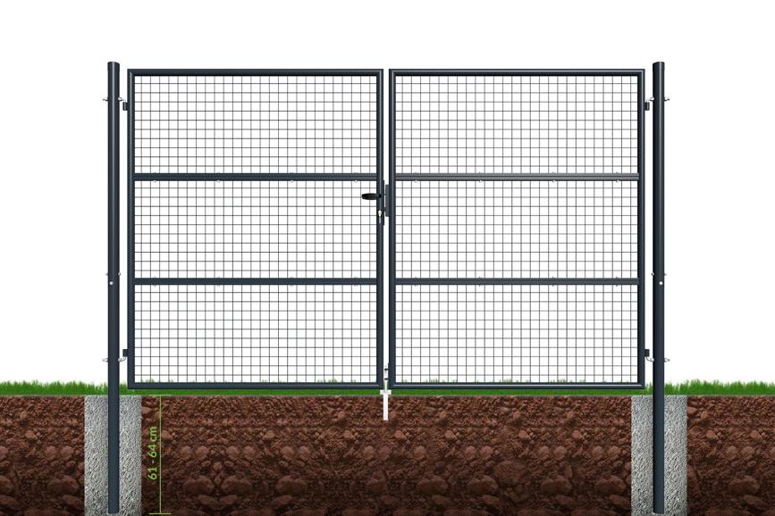 Wire Mesh Swing Gate 3m OLGA 300x180cm Grey round frame & posts | Casanoov