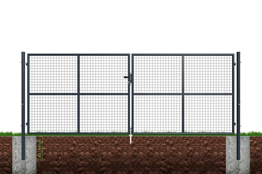 Wire Mesh Swing Gate 4m OLGA 400x150cm Grey round frame & posts | Casanoov