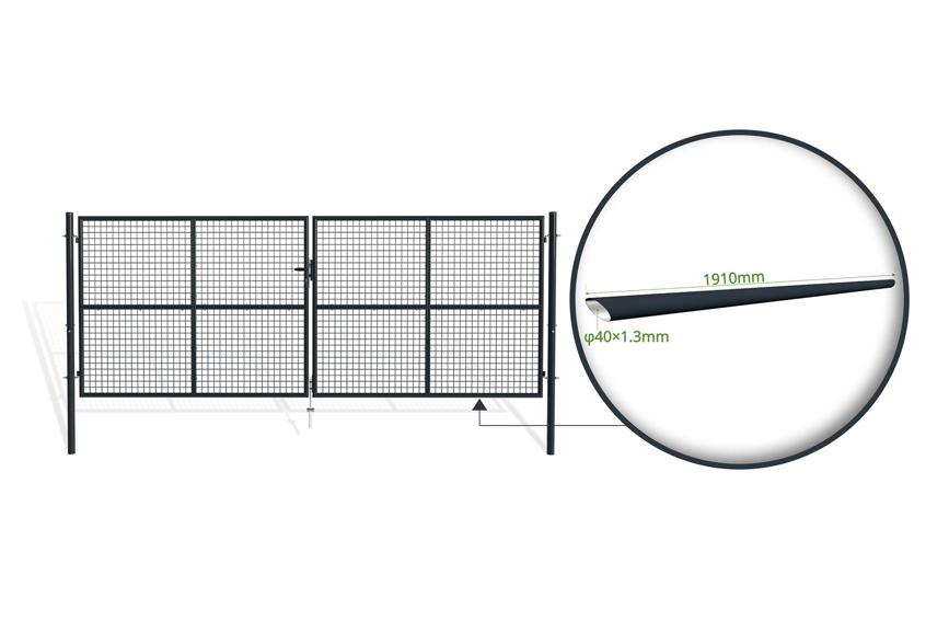 Wire Mesh Swing Gate 4m OLGA 400x150cm Grey round frame & posts | Casanoov