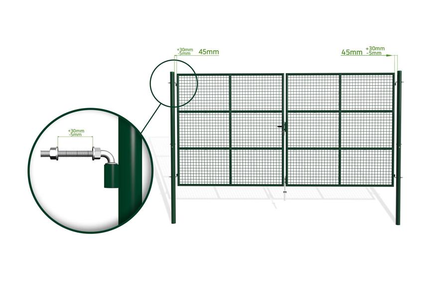 Wire Mesh Swing Gate 4m OLGA 400x200cm Green round frame & posts | Casanoov
