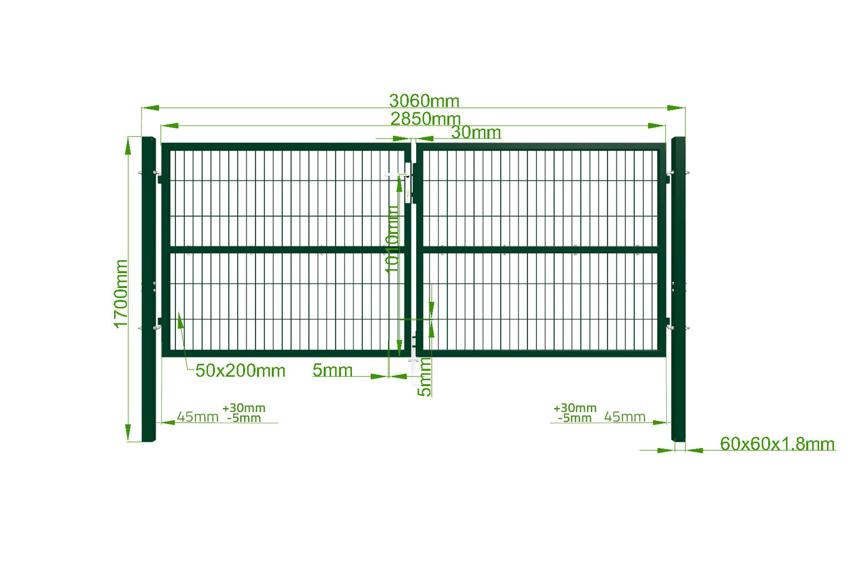 Wire Mesh Swing Gate 3m RAZO 300x120cm Green square frame & posts ...