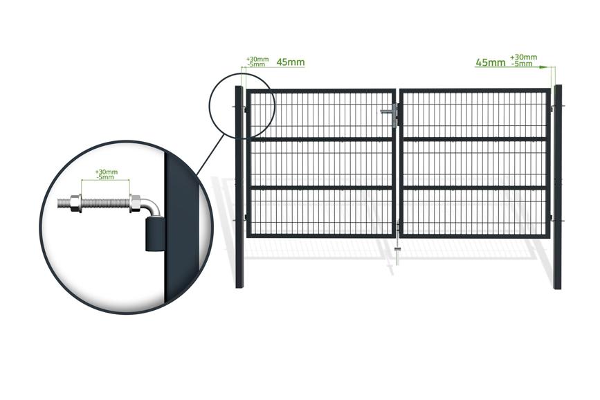 Wire Mesh Swing Gate 3m RAZO 300x140cm Grey square frame & posts | Casanoov