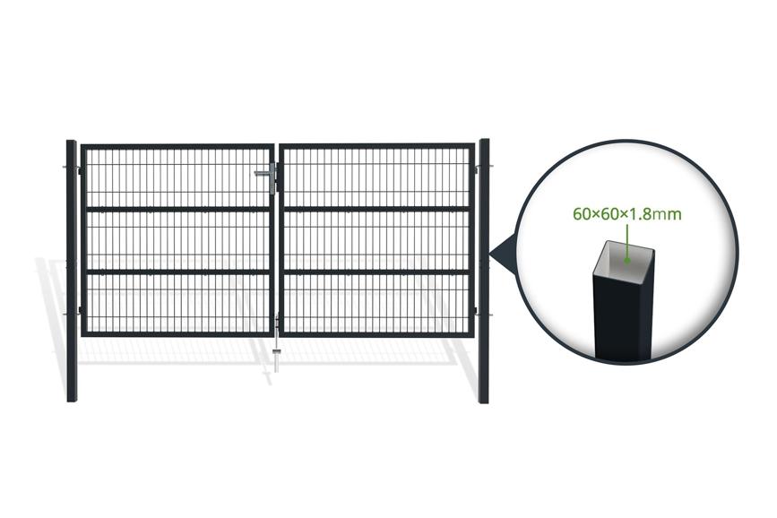 Portail grillage rigide 3m RAZO 300x140cm Gris anthracite | Casanoov