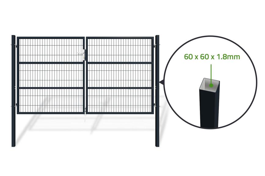 Wire Mesh Swing Gate 3m RAZO 300x160cm Grey square frame & posts | Casanoov