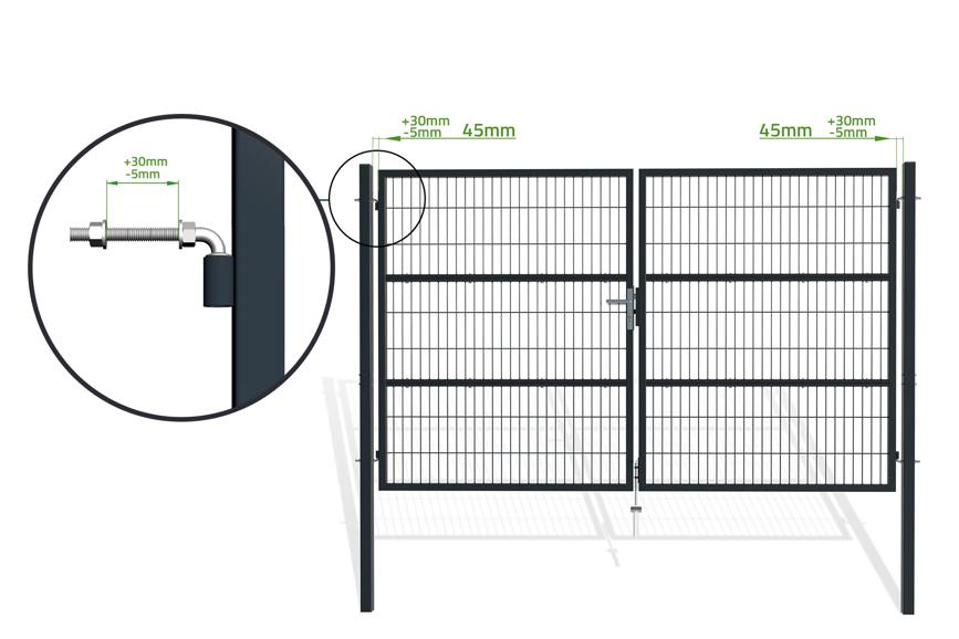 Wire Mesh Swing Gate 3m RAZO 300x180cm Grey square frame & posts | Casanoov