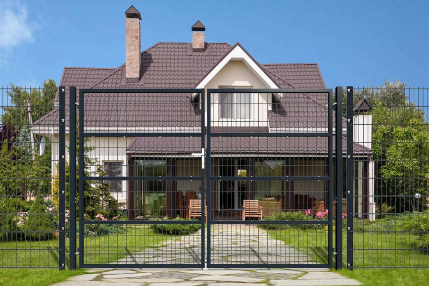 Wire Mesh Swing Gate 3m RAZO 300x200cm Grey square frame & posts | Casanoov