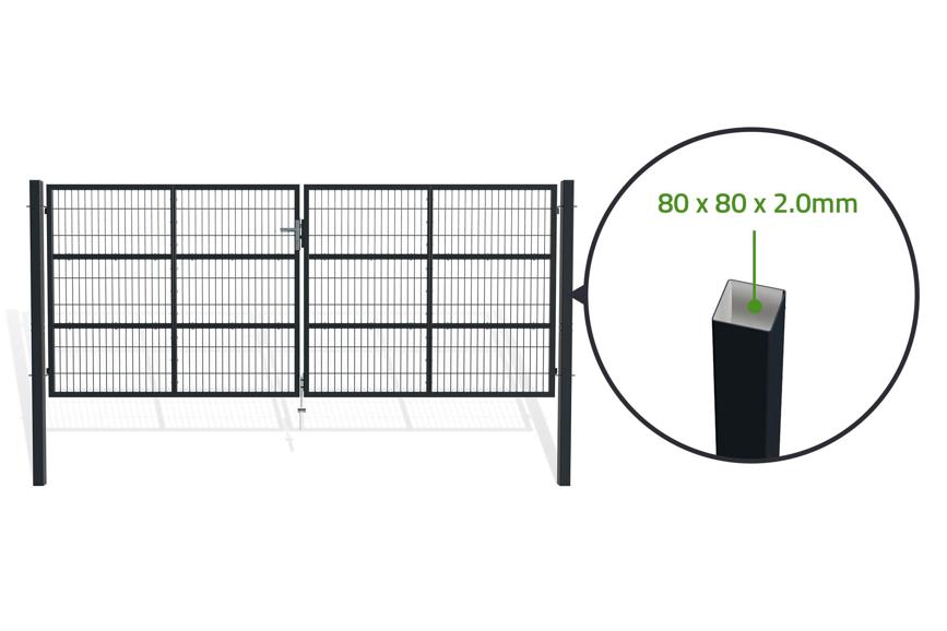 Wire Mesh Swing Gate 4m RAZO 400x160cm Grey square frame & posts | Casanoov