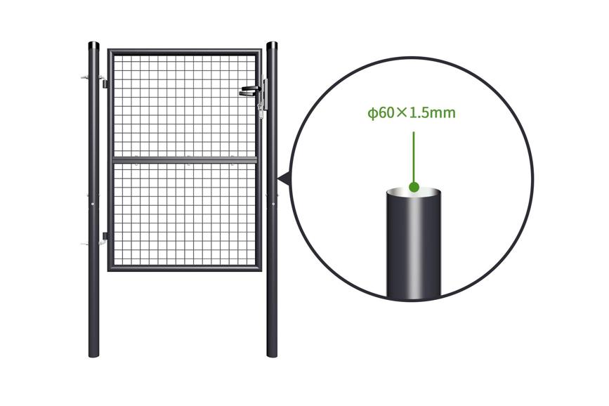 Wire Mesh Pedestrian gate 1m Round Posts OLGA 100x130cm Grey | Casanoov
